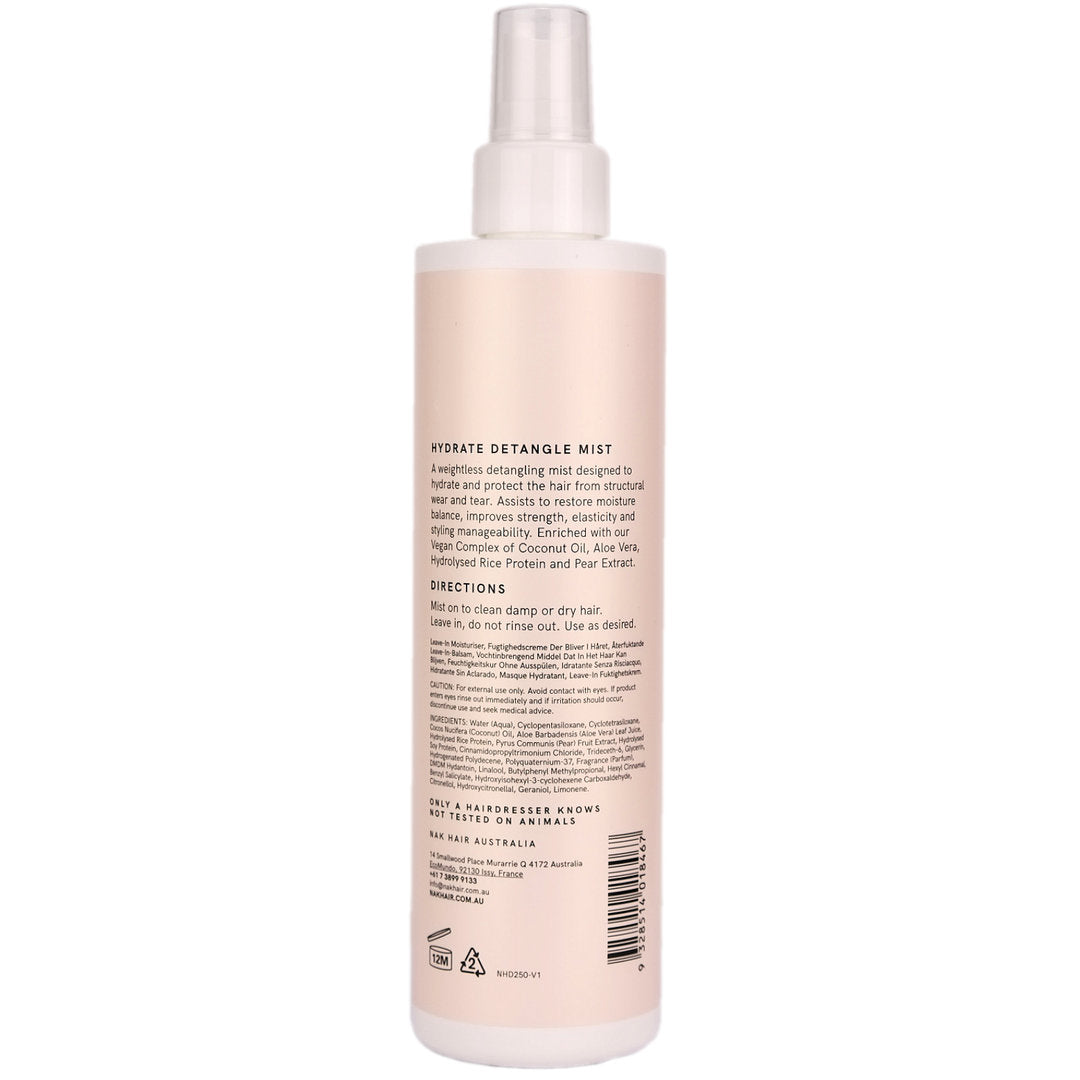 Nak Hair Hydrate Detangle Mist Spray 250ml The Hair Hub nak-hair-hydrate-detangle-mist-spray-250ml-the-hair-hub